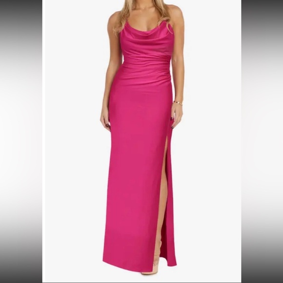Morgan & Co. | Dresses | Morgan And Co Pink Satin Maxi Dress | Poshmark